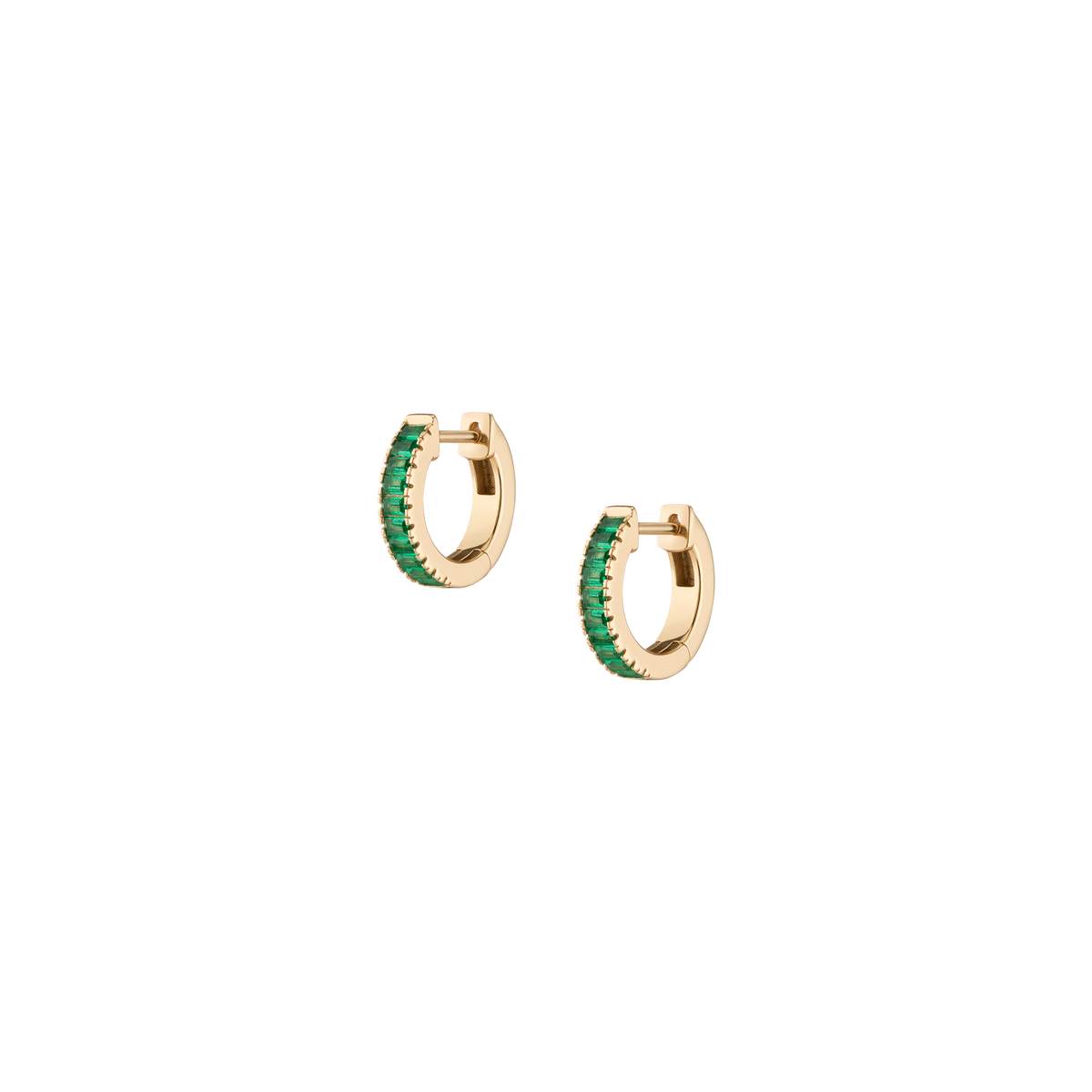 Lab Grown Green Emerald Baguette Huggie Earrings – AwearMarket