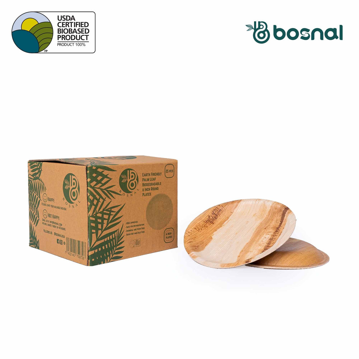 Bosnal - Palm Leaf Biodegradable Plates, 6 inch, Round – AwearMarket